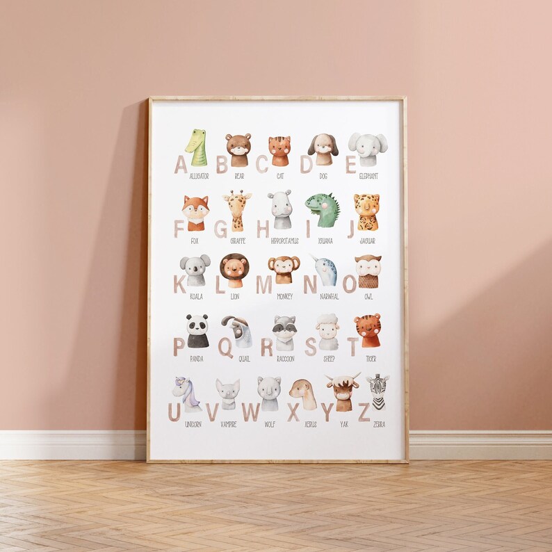 Printable Watercolor Animal Alphabet Animal Letters for Kids - Etsy