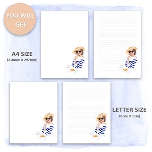 Cafe Girl, Instant Download Writing Paper, Printable Stationery Paper ...