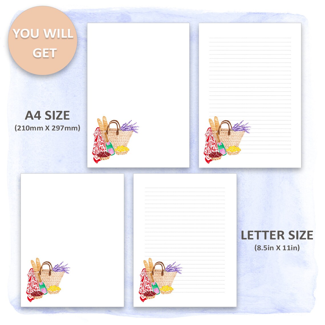 Flower Writing Paper Printable Stationery Paper Digital - Etsy