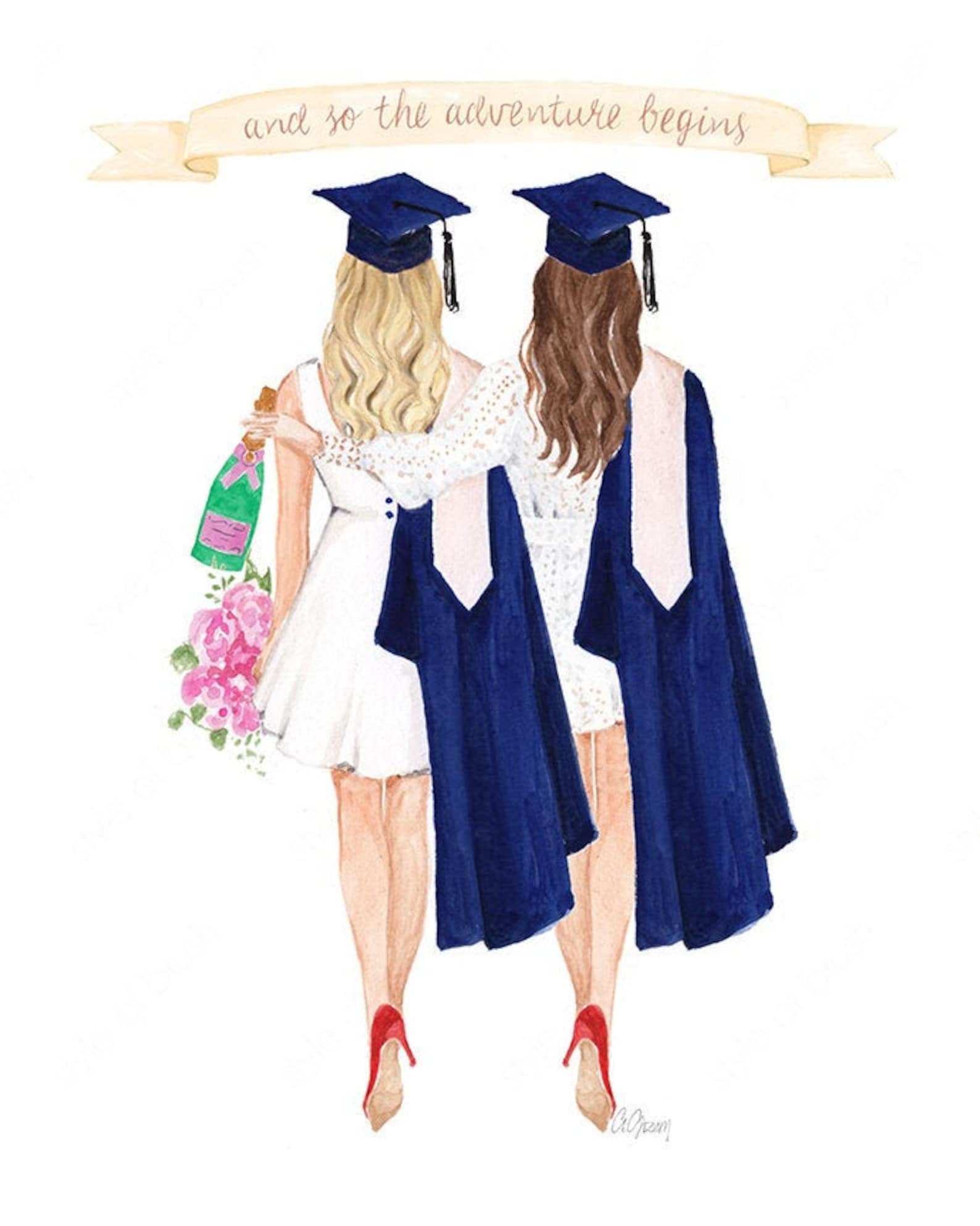 Best Friend Graduation Print | BFF Grad Day Gift, Personalized Bestie ...