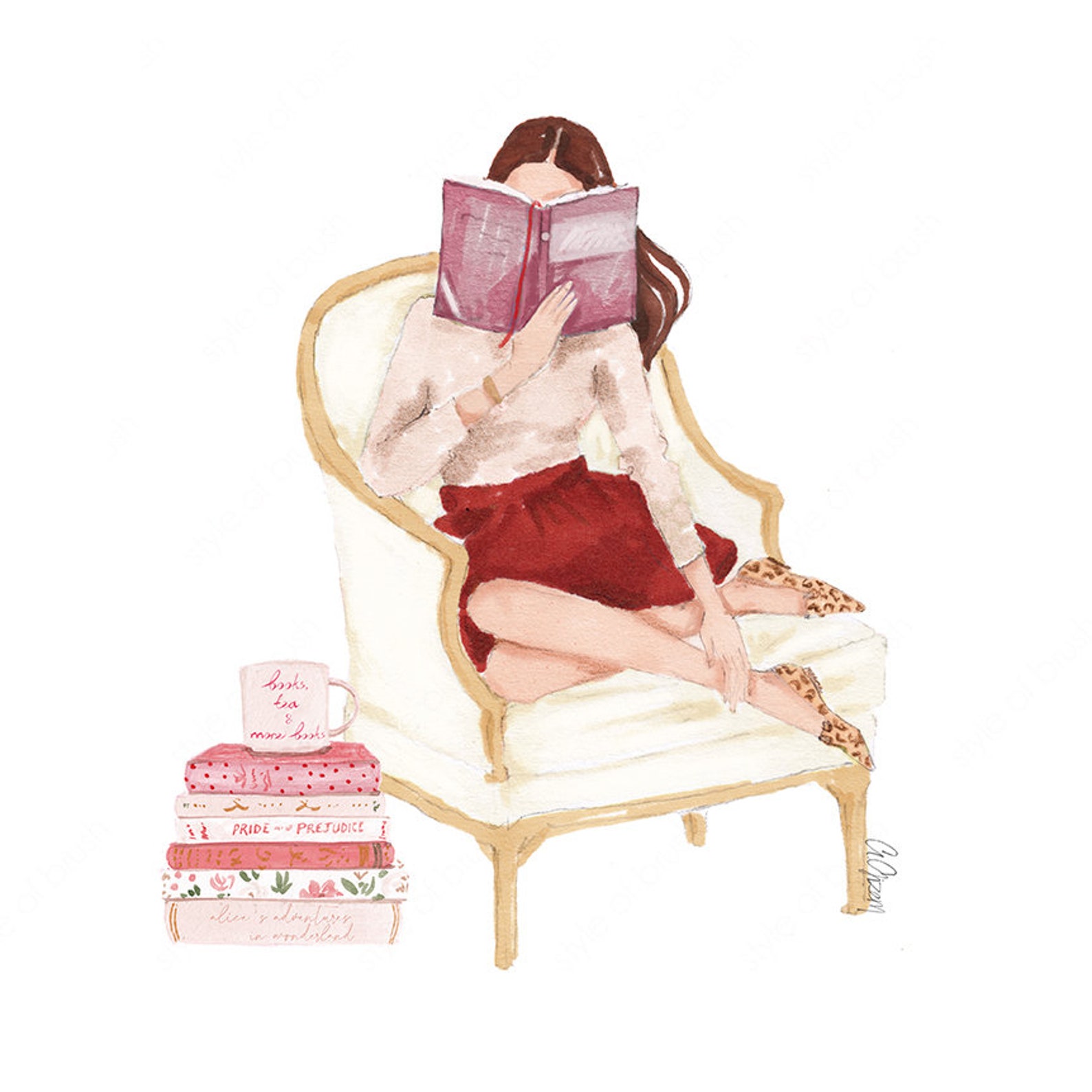 Reading Illustration Woman Read Illustration Girl Reading - Etsy Reading Illustration Woman Read Illustration Girl Reading - Etsy