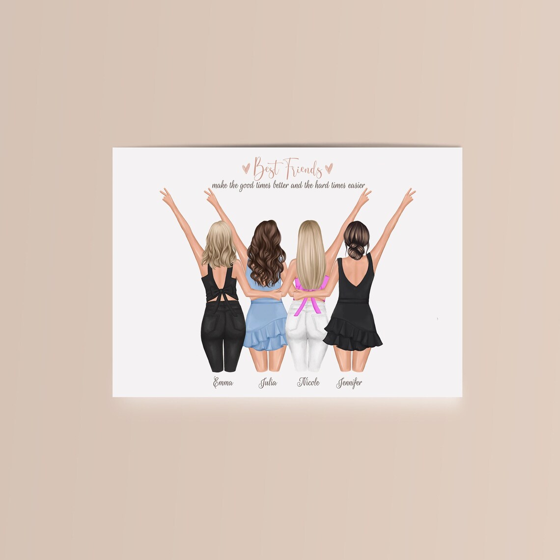 4 Friends Print Best Friend Print Personalized Best Friend - Etsy
