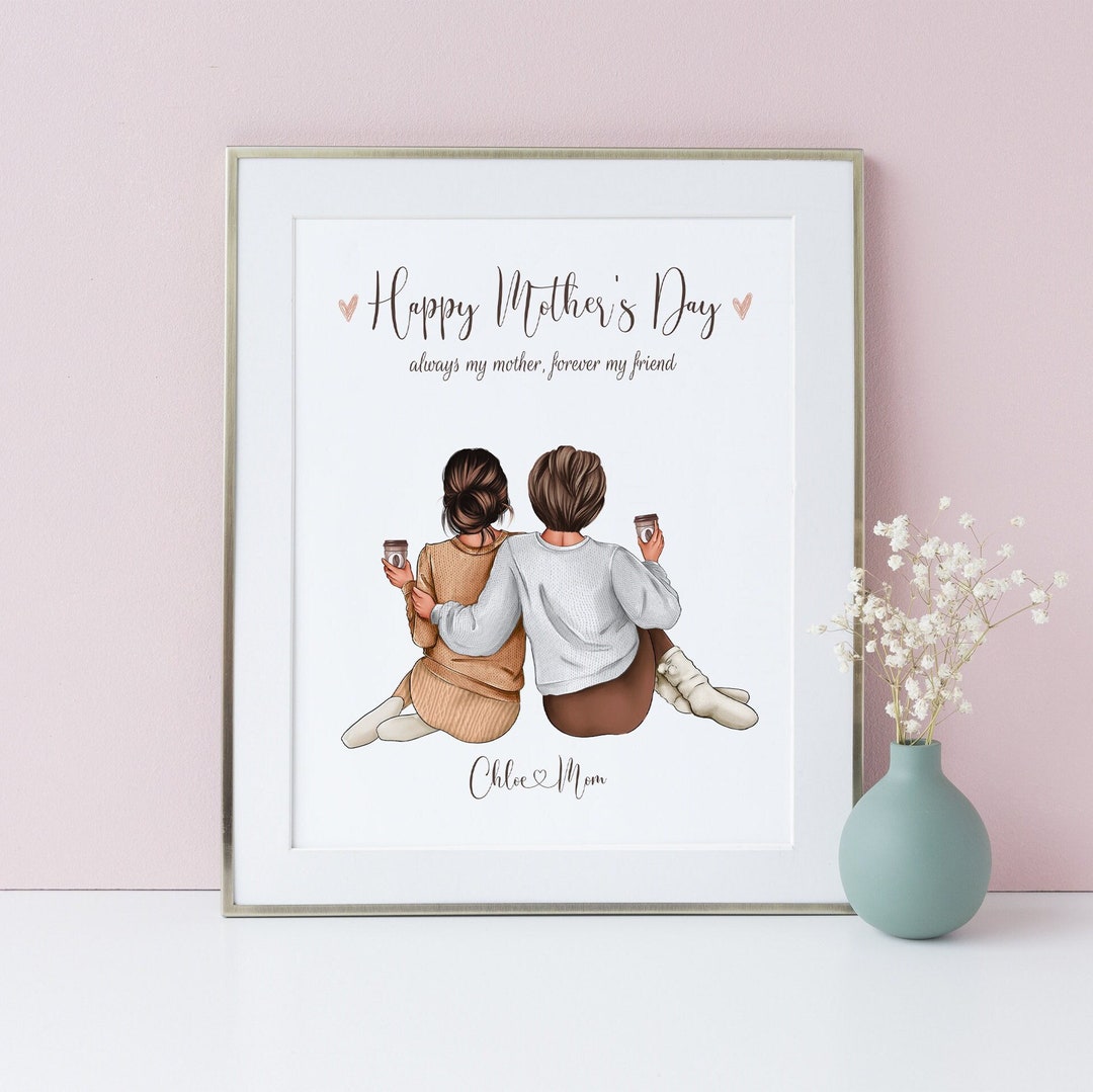 Mother's Day Custom Portrait, Happy Mother's Day Personalised Print ...
