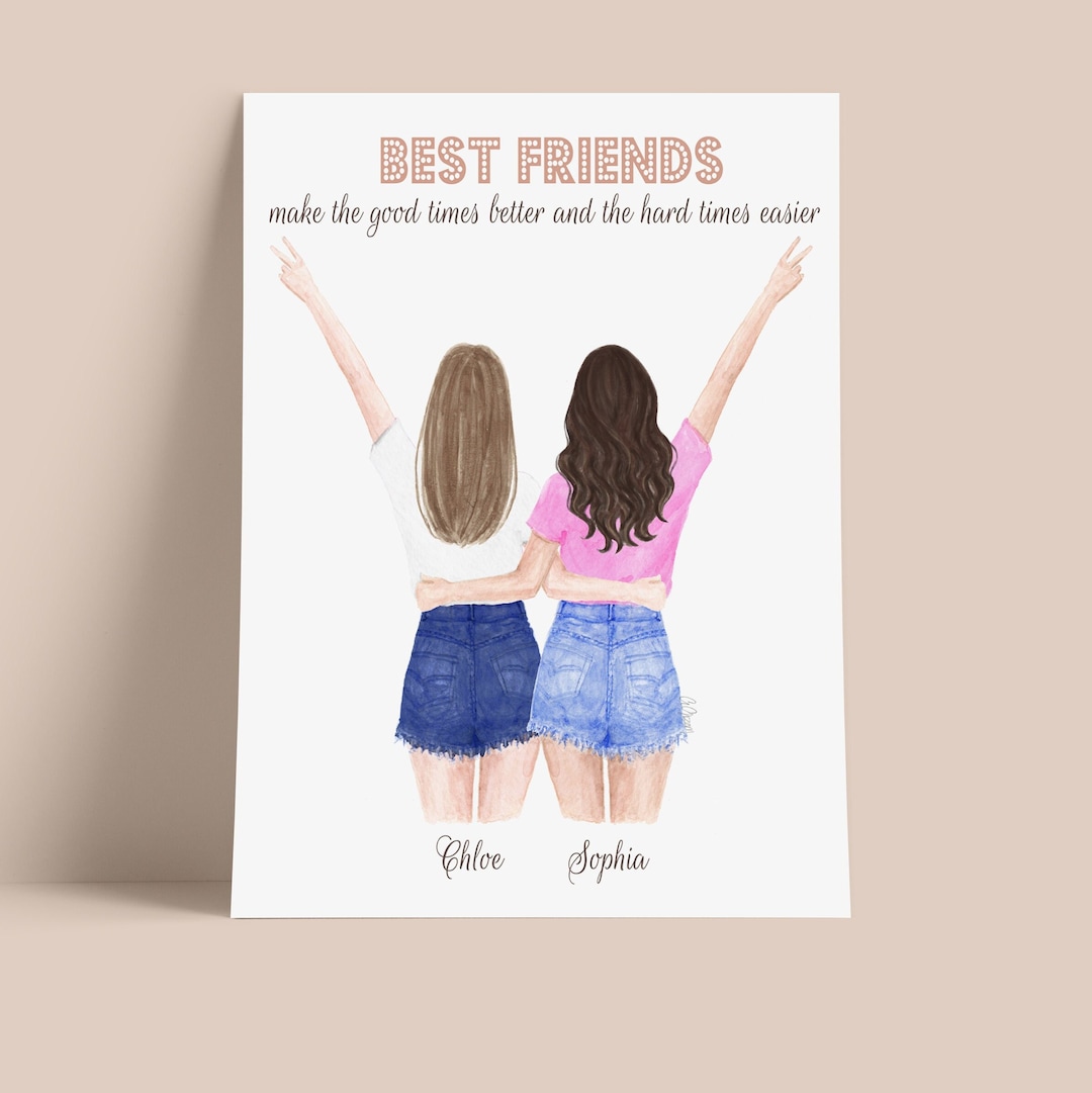 Personalized Best Friend Illustration, Bestie Printable Art ...