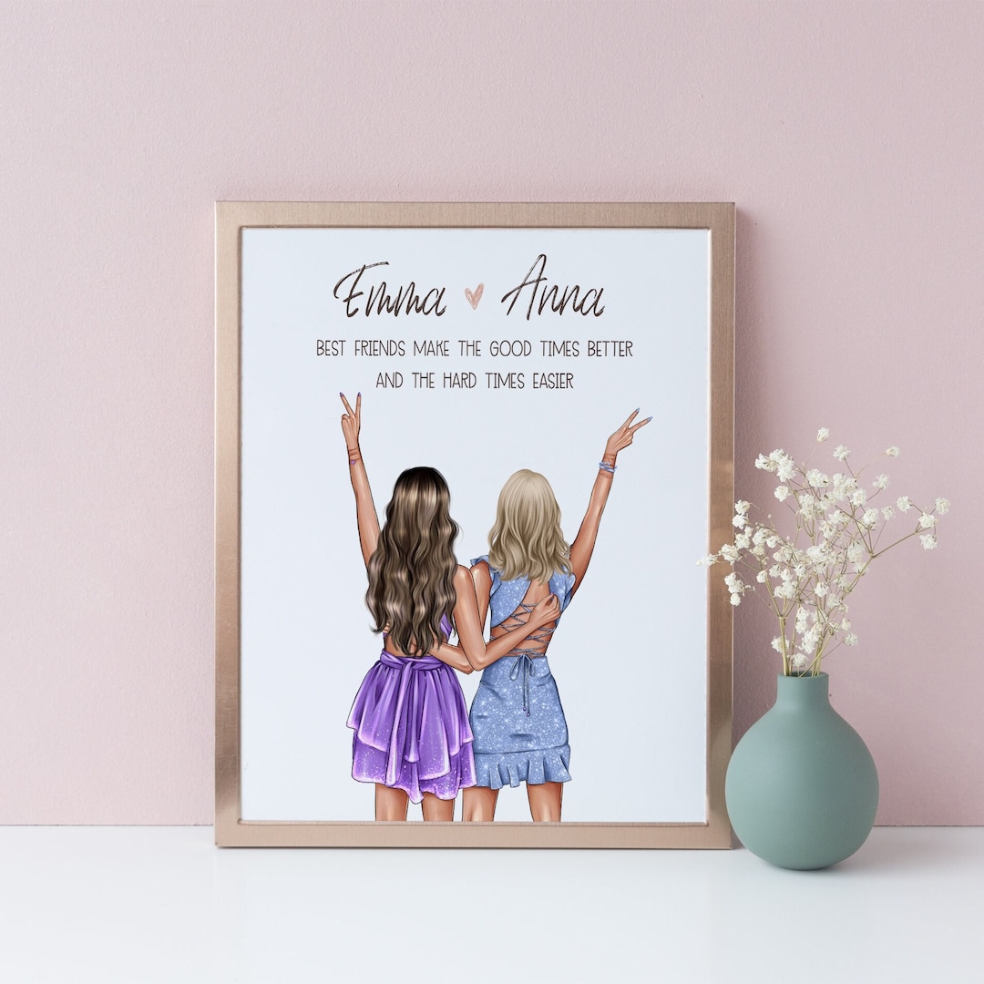 Personalized Best Friend Portrait, Custom Friends Prints, Best Friends ...