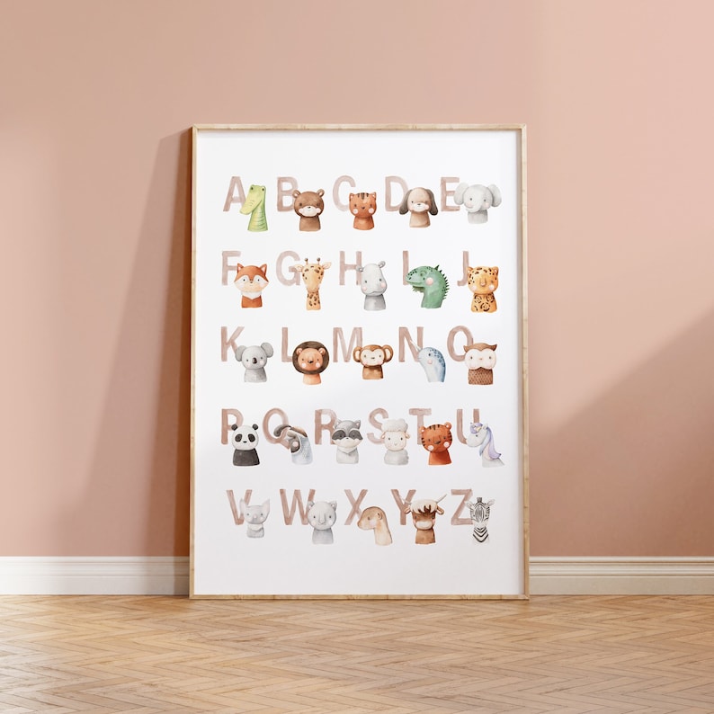 Watercolor Animal Alphabet Printable, ABC Poster for Kids Room ...