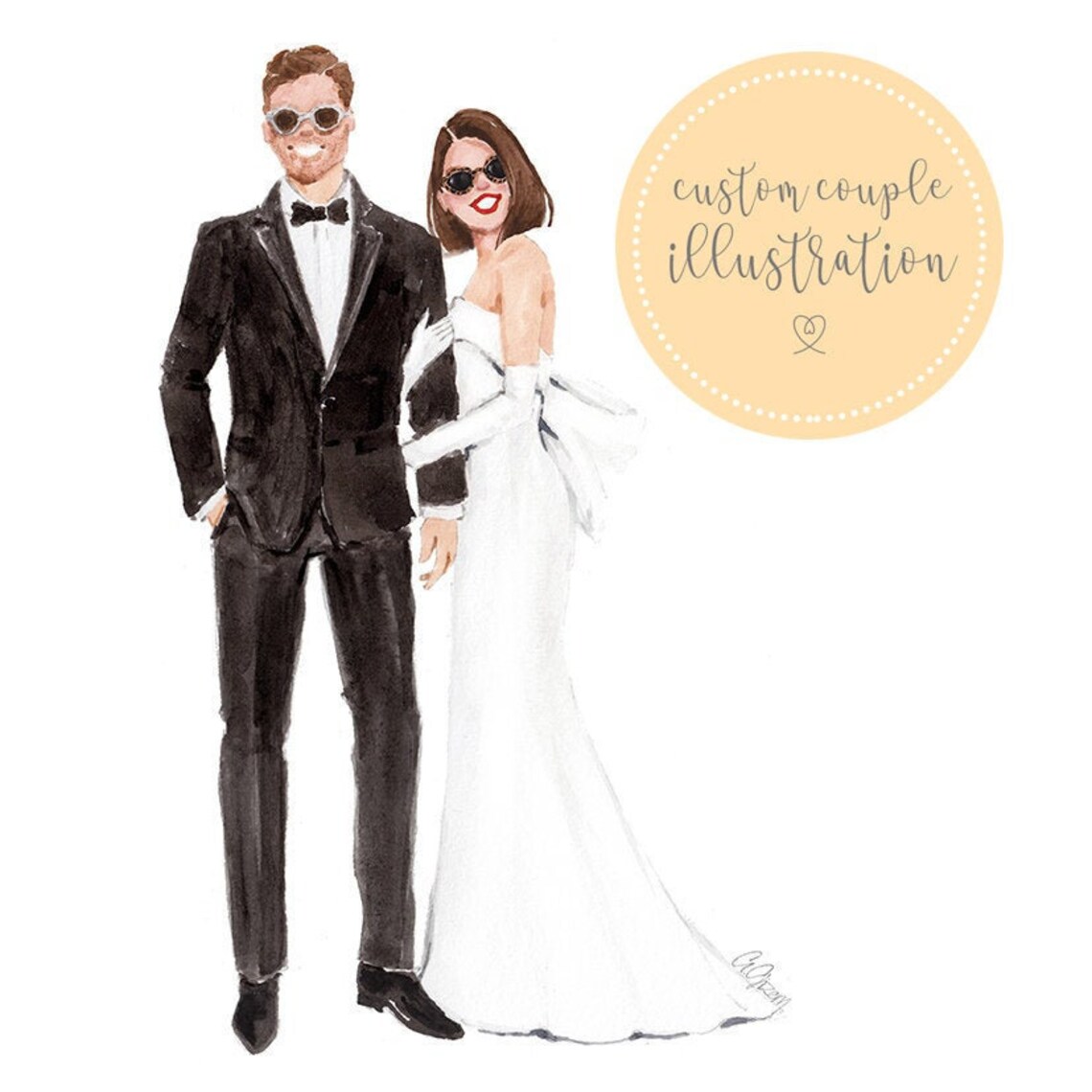 Custom Couple Watercolor Illustration Custom Couple Portrait - Etsy