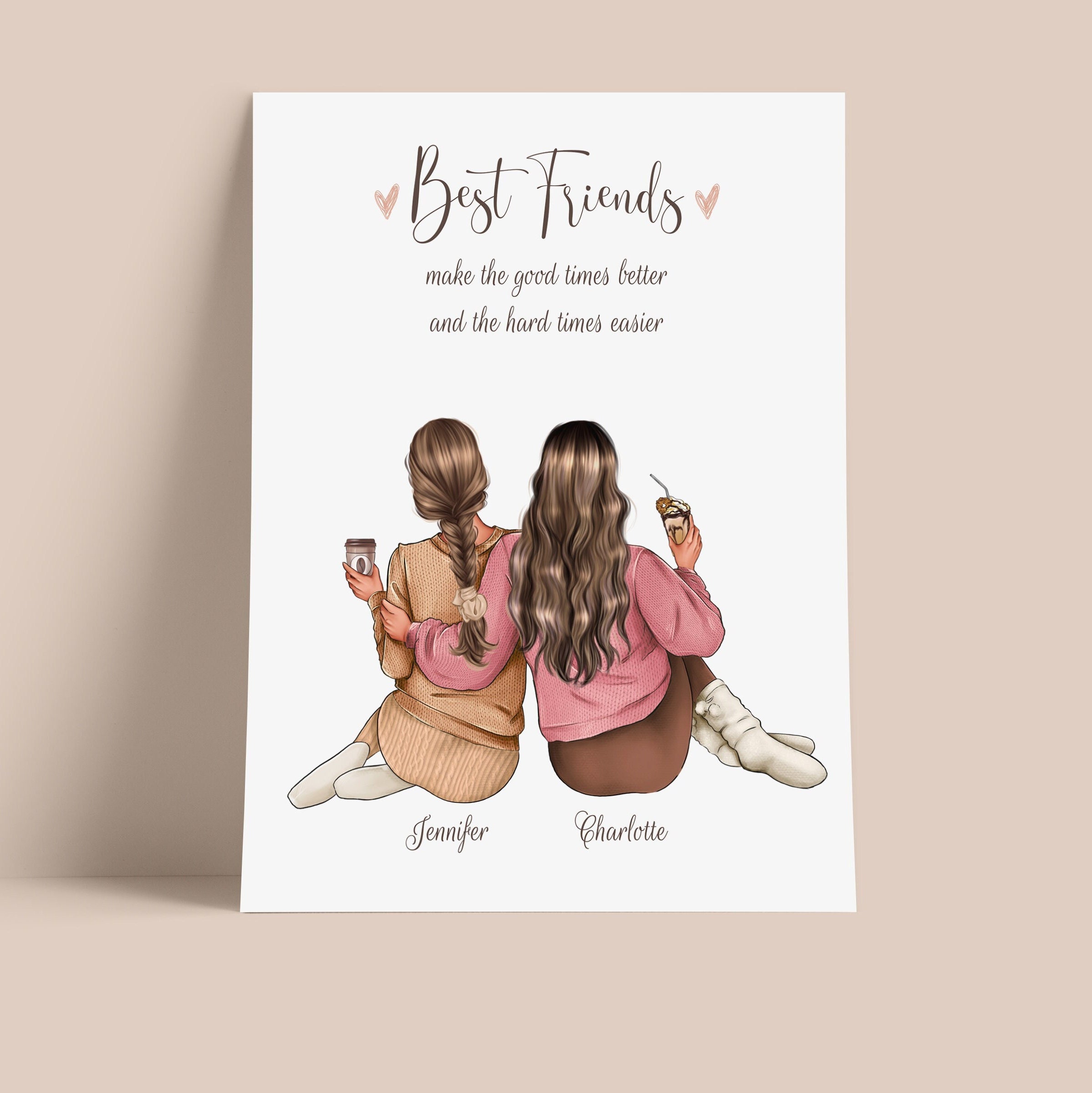 Best Friend Personalized Print Custom Friend Prints Best - Etsy Australia