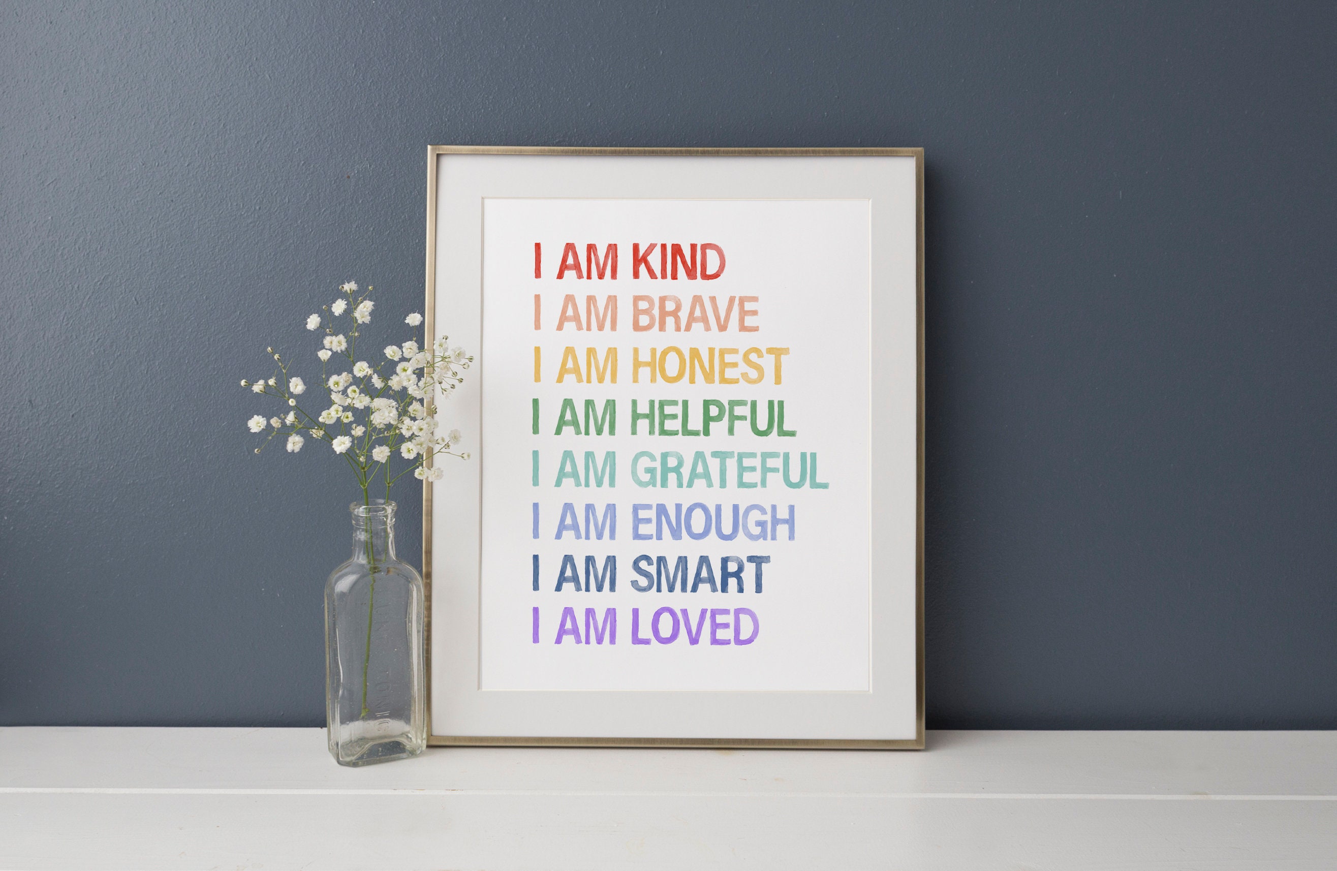 Downloadable Daily Affirmations Poster for Kids, Rainbow Positive ...