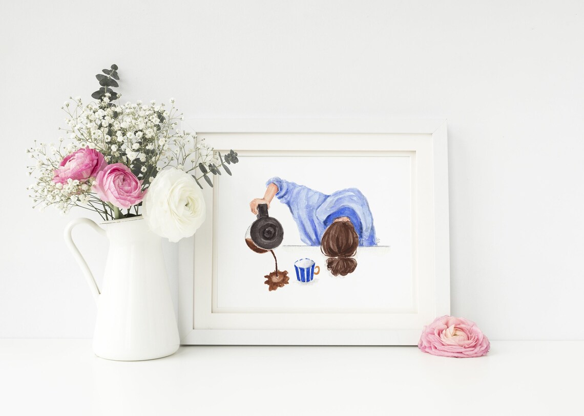 Coffee Lover Print Art, Coffee Printable, Coffee Illustration Print ...