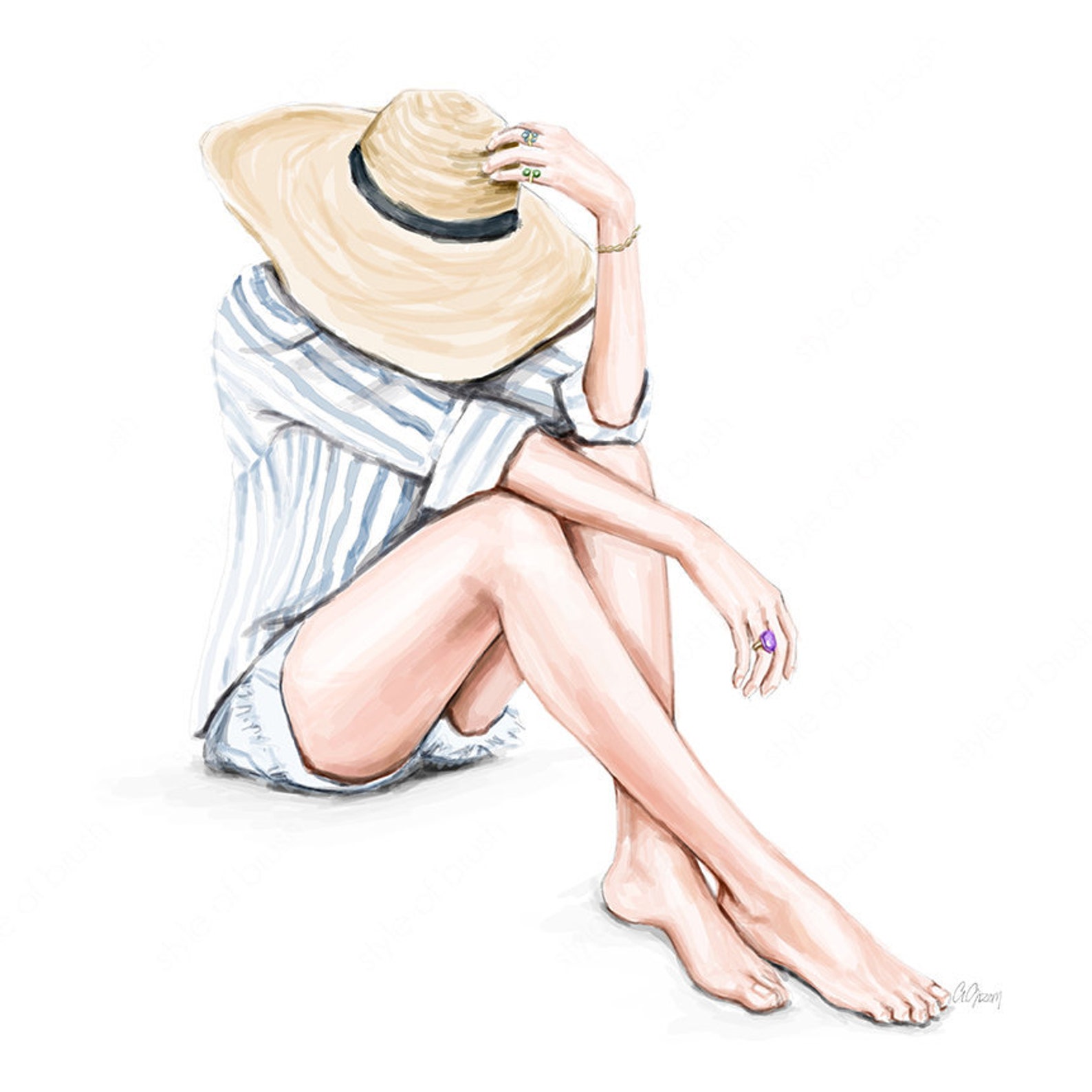 Summer Fashion Illustration summer Art Print Beach - Etsy