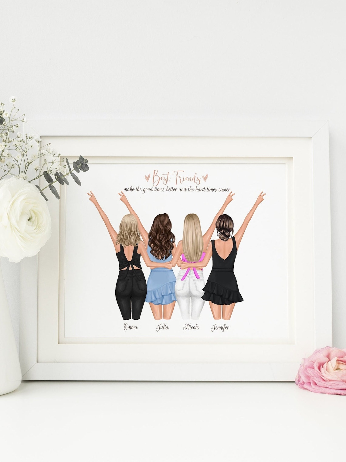 4 Friends Print, Best Friend Print Personalized, Best Friend Printable ...