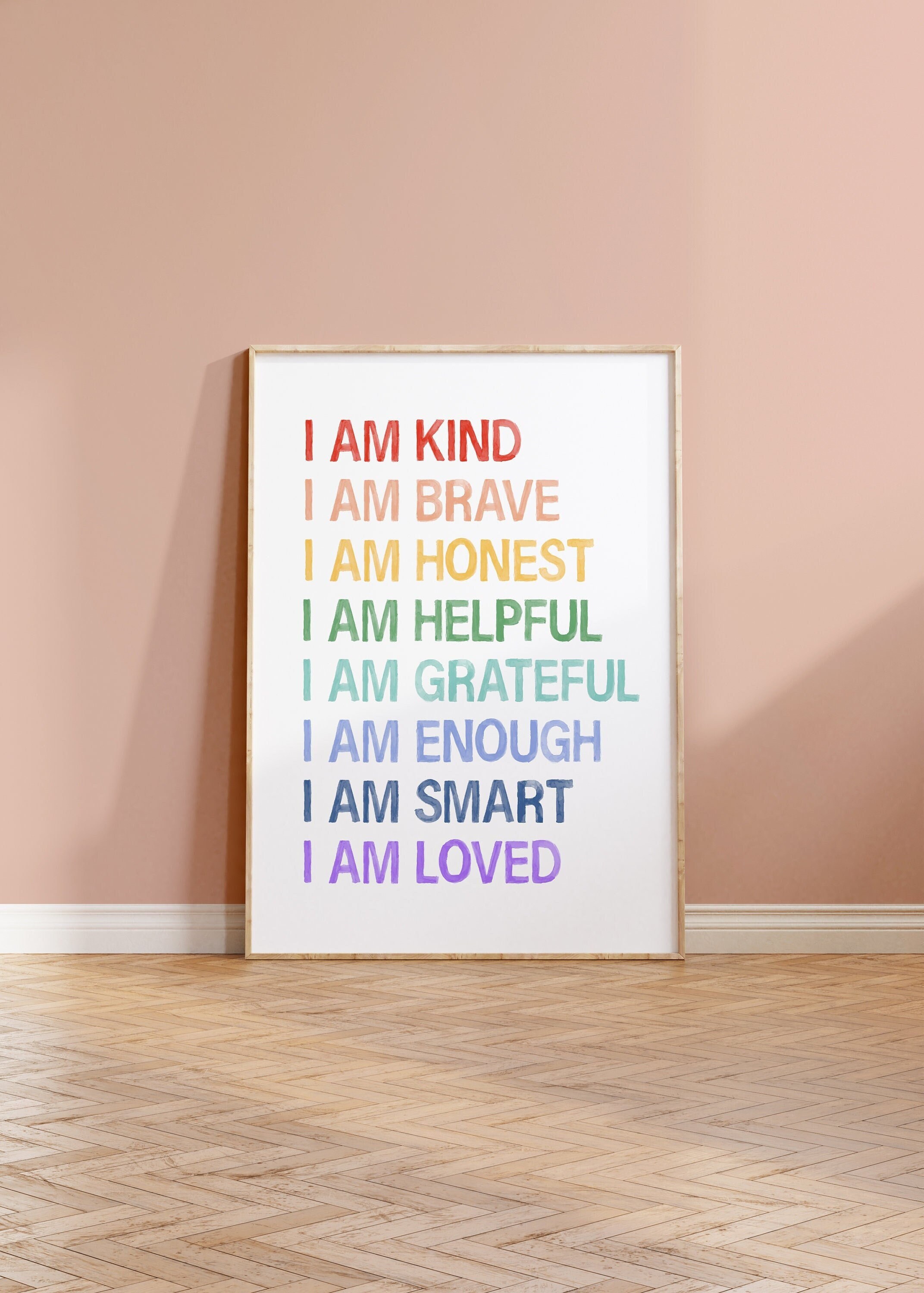 Downloadable Daily Affirmations Poster for Kids, Rainbow Positive ...