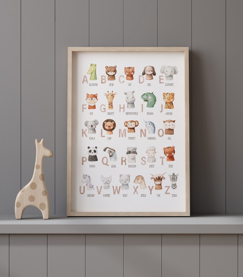 Printable Watercolor Animal Alphabet Animal Letters for Kids - Etsy