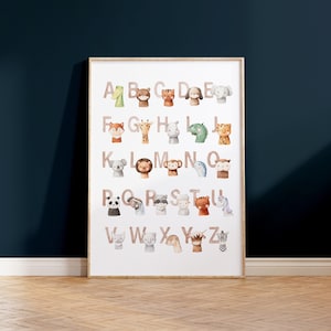 Watercolor Animal Alphabet Printable, ABC Poster for Kids Room ...