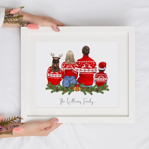 Personalized Christmas Family Portrait Custom Holiday Gift - Etsy