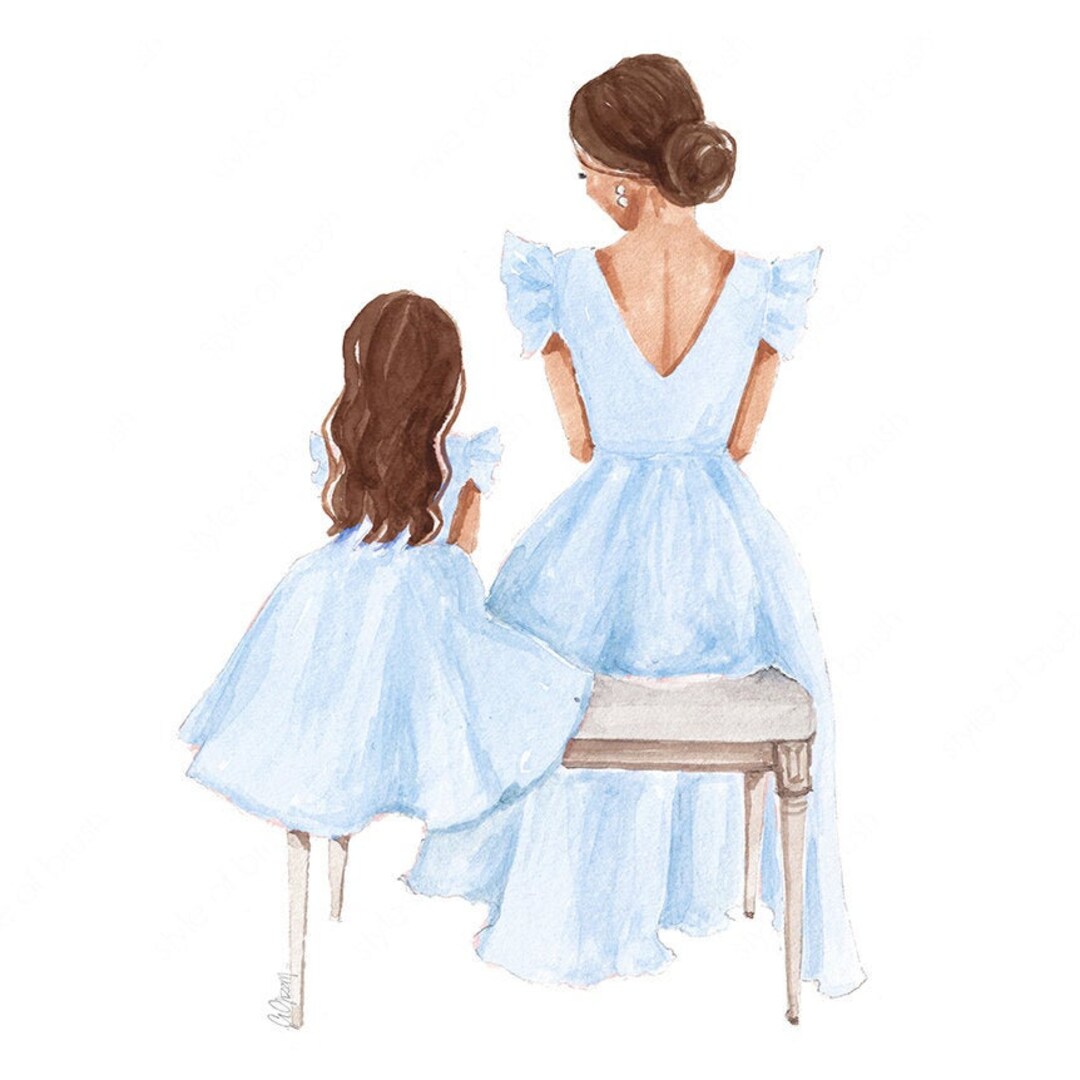Mommy and Me Illustration - Mother's Day Print- Mother and Daughter ...