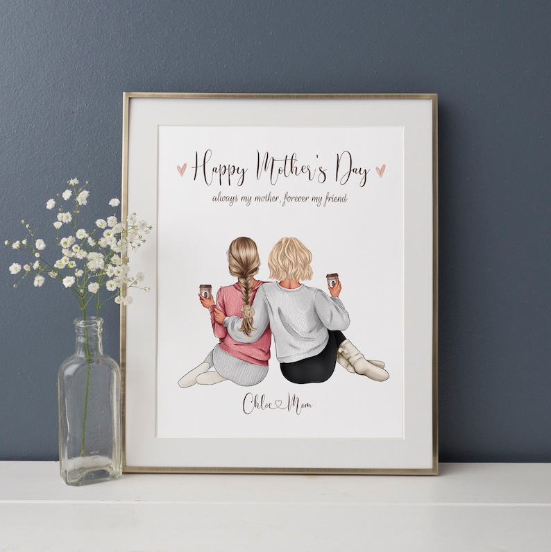 Mother's Day Custom Portrait, Happy Mother's Day Personalised Print ...