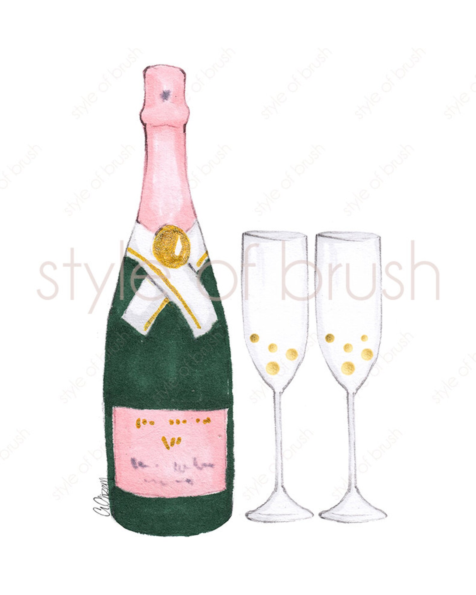 Champagne illustration Champagne Poster Cheers Print | Etsy