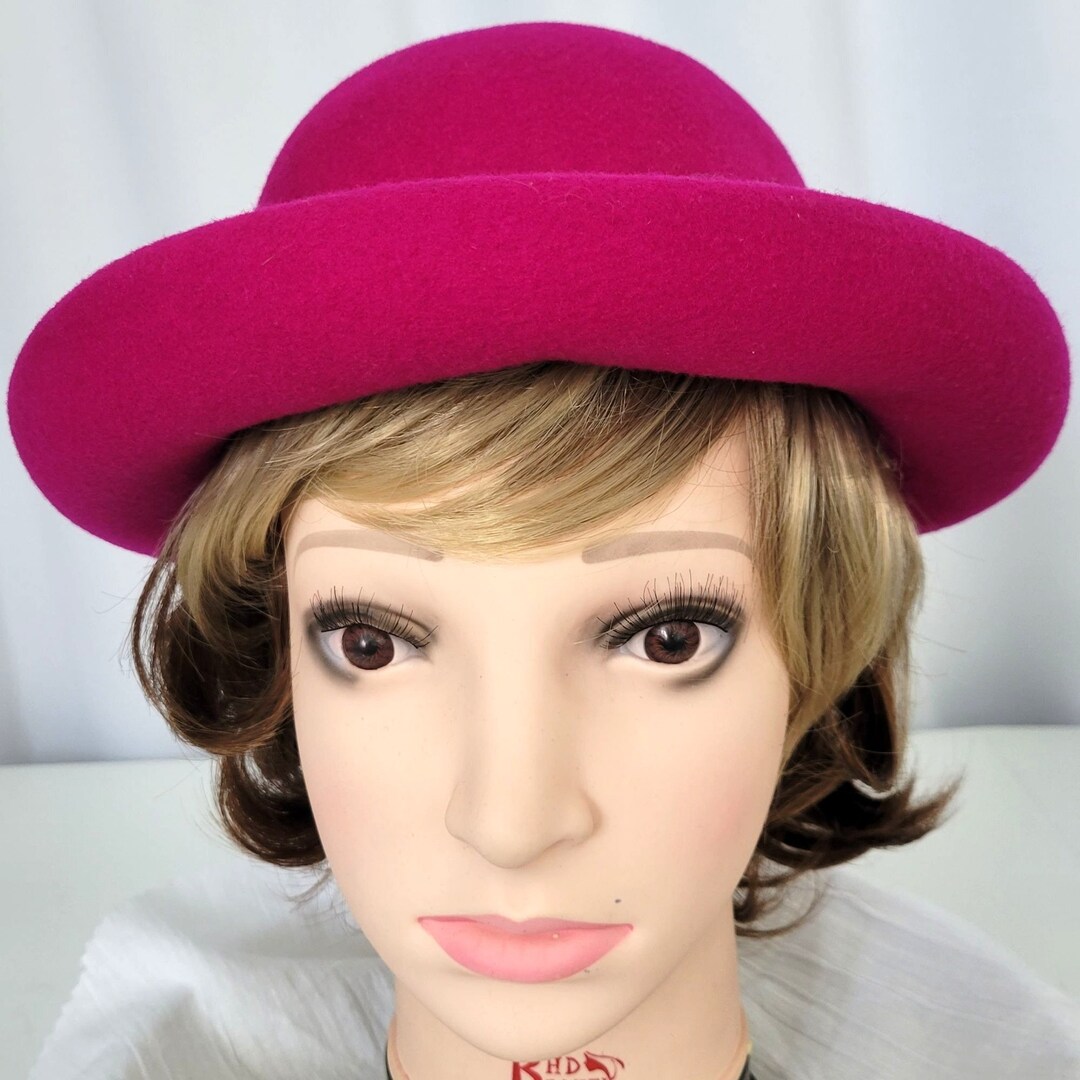 Michael Howard Fuchsia Derby Hat 100% Wool Rolled Brim Miss Bierner ...