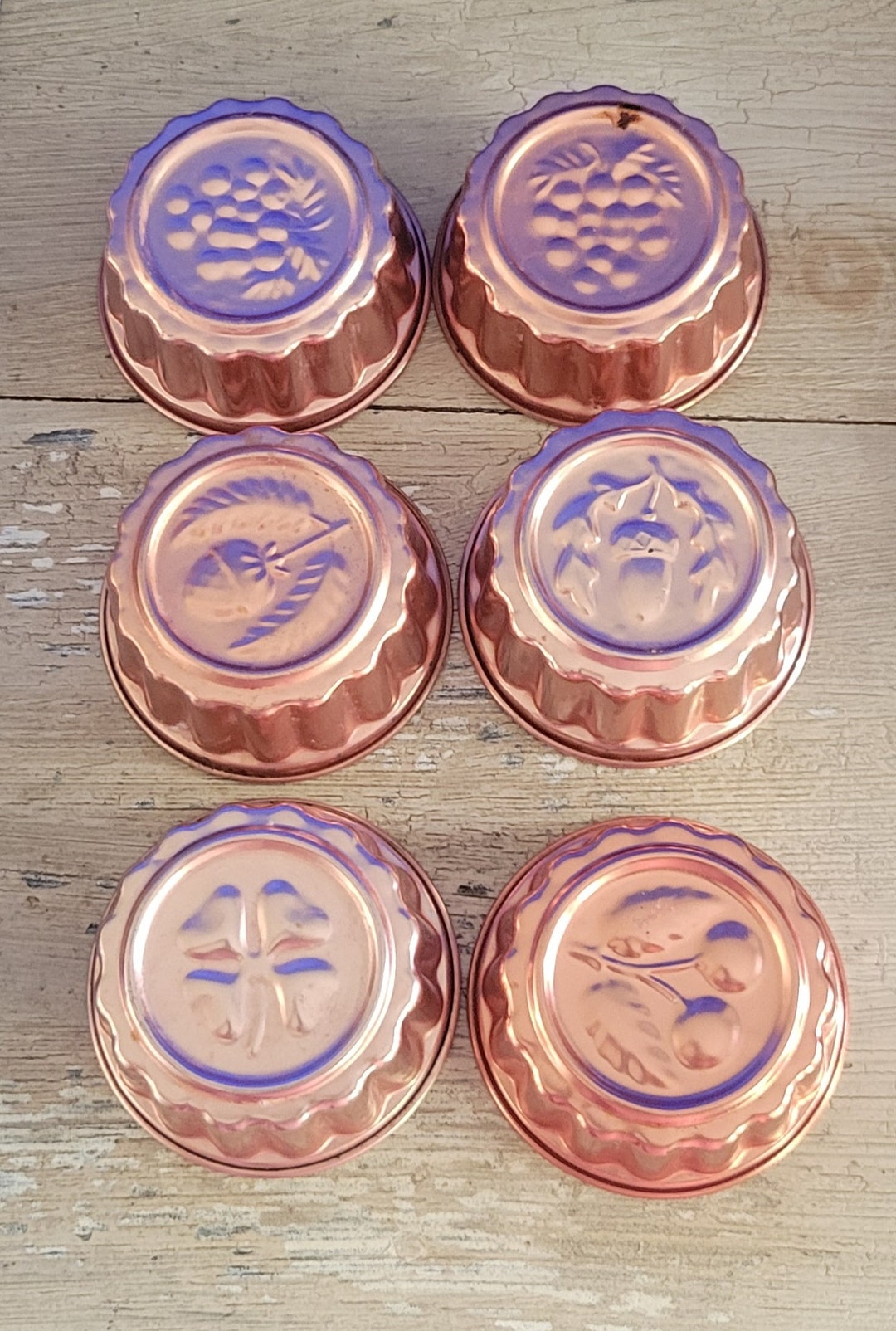 Vintage Set of Six Copper Finish Aluminum Mini Jello Molds - Copper ...