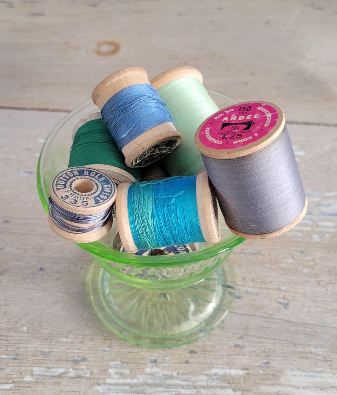 Lot of 7 Old Wooden Spools - Old Thread Spools - Vintage Wood Thread ...