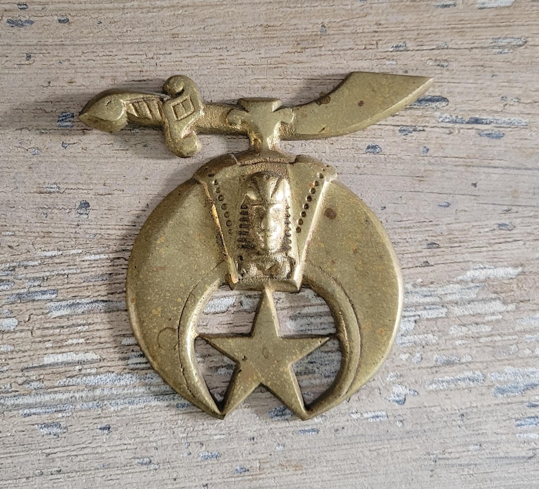 Vintage Masonic Shriners Brass Emblem - Crescent Scimitar Star - Etsy