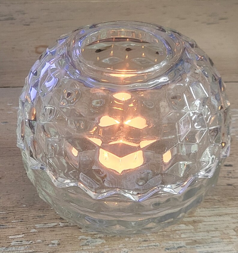 Vintage HOMCO Clear Glass Fairy Lamp Votive Tea Light Candle Holder ...