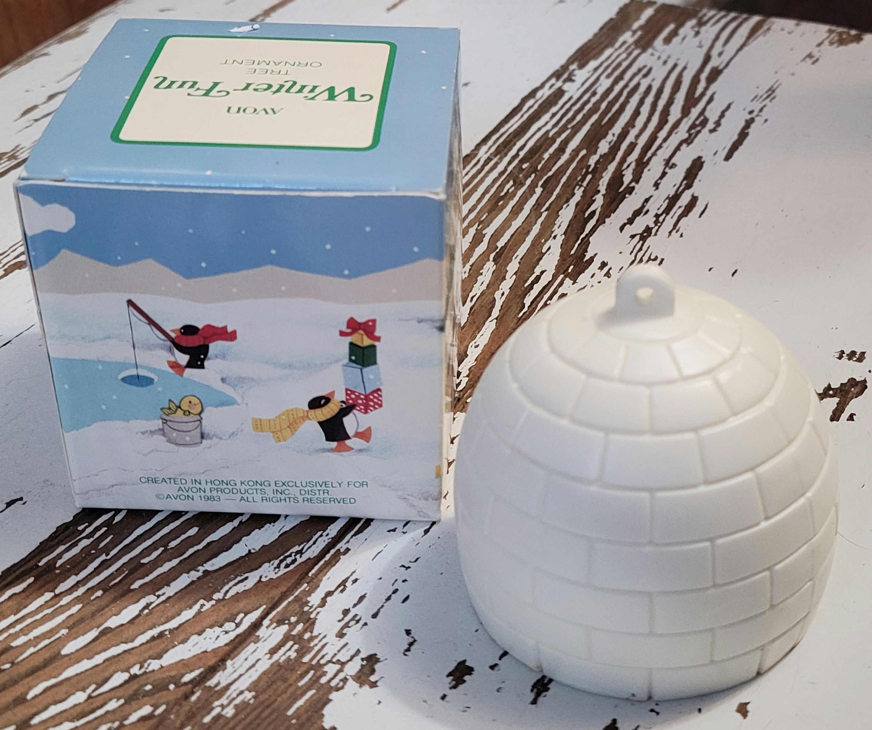 Vintage Avon 1983 Winter Fun Igloo Eskimo Penguin Christmas Tree ...