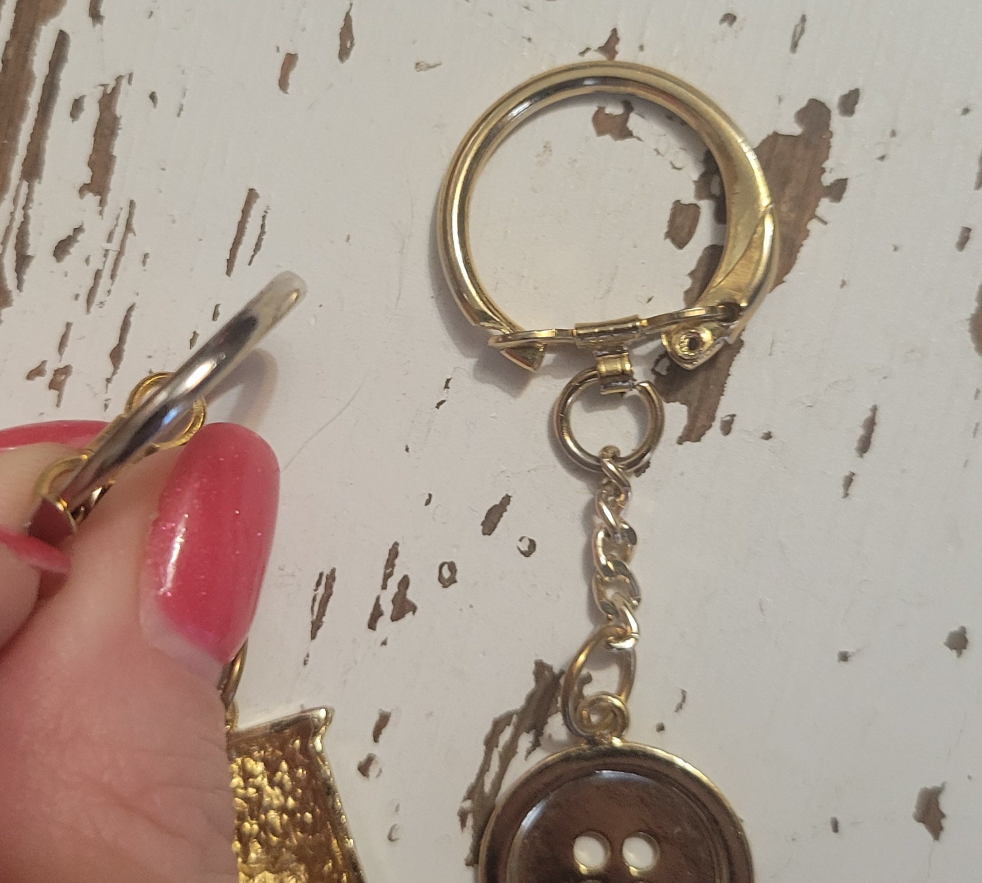 Vintage Set of 2 Sewing Themed Key Chains Button Key Chain Thread ...