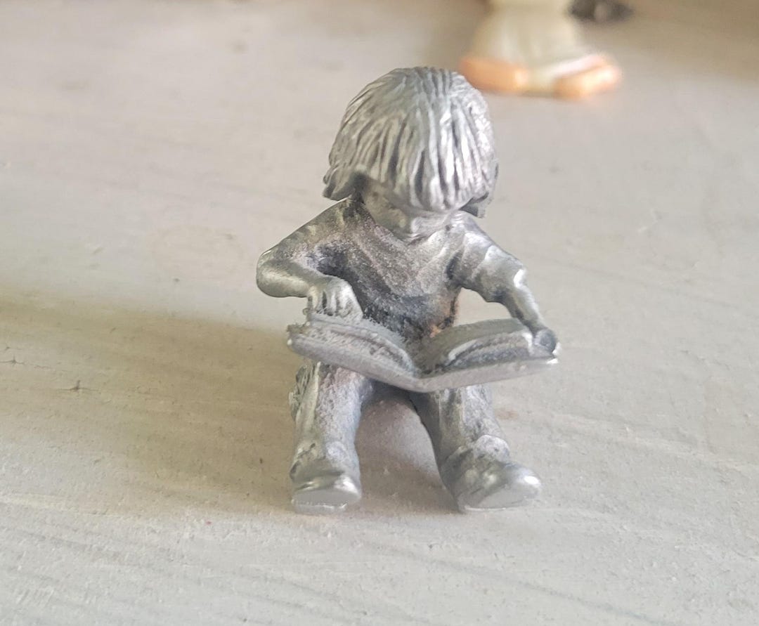 Vintage Hudson Fine Pewter Figurine Girl Child Reading Storybook #667 ...