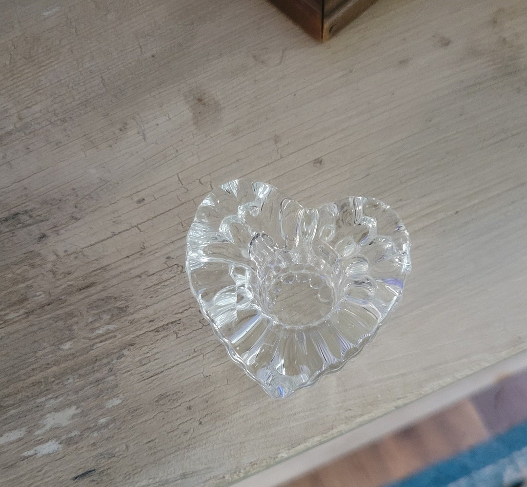Vintage Beacon Hill Heart Shaped Crystal Glass Candle Holder Small ...