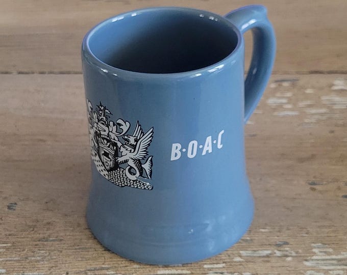 Vintage Wade Regicor BOAC British Overseas Airways Corporation Blue Mug ...
