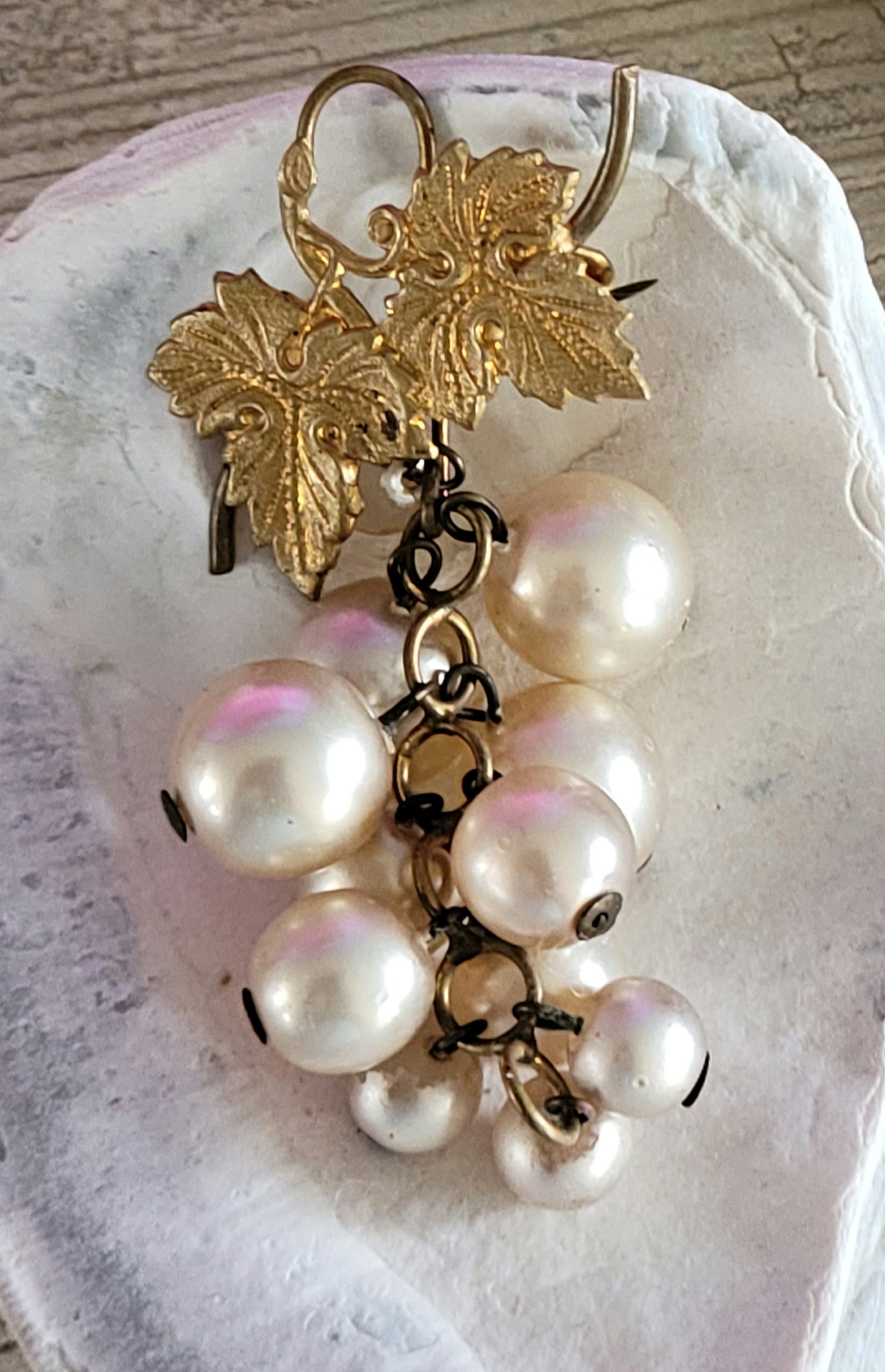 Vintage 1920s Grape Cluster Faux Pearls Czech Brooch Hanging Grapes ...