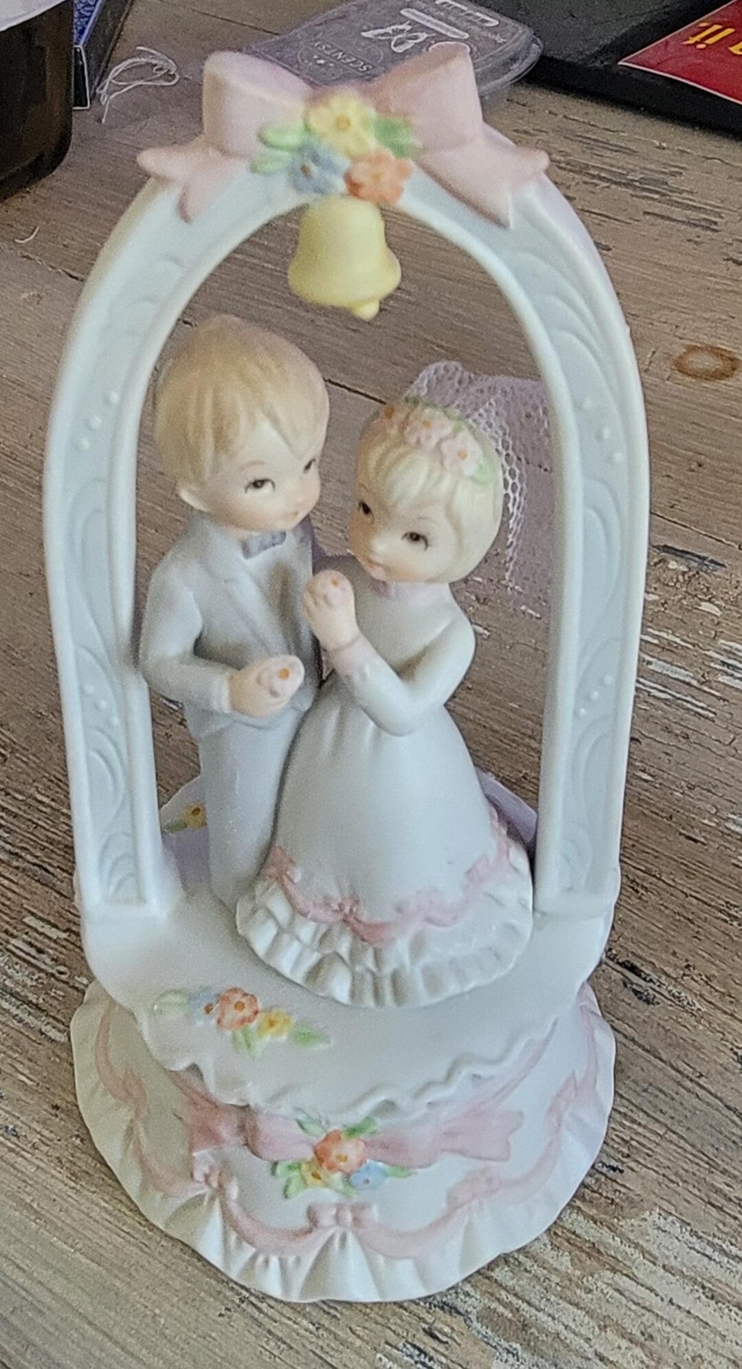 Vintage Lefton Christopher Collection Wedding Cake Topper Music Box ...