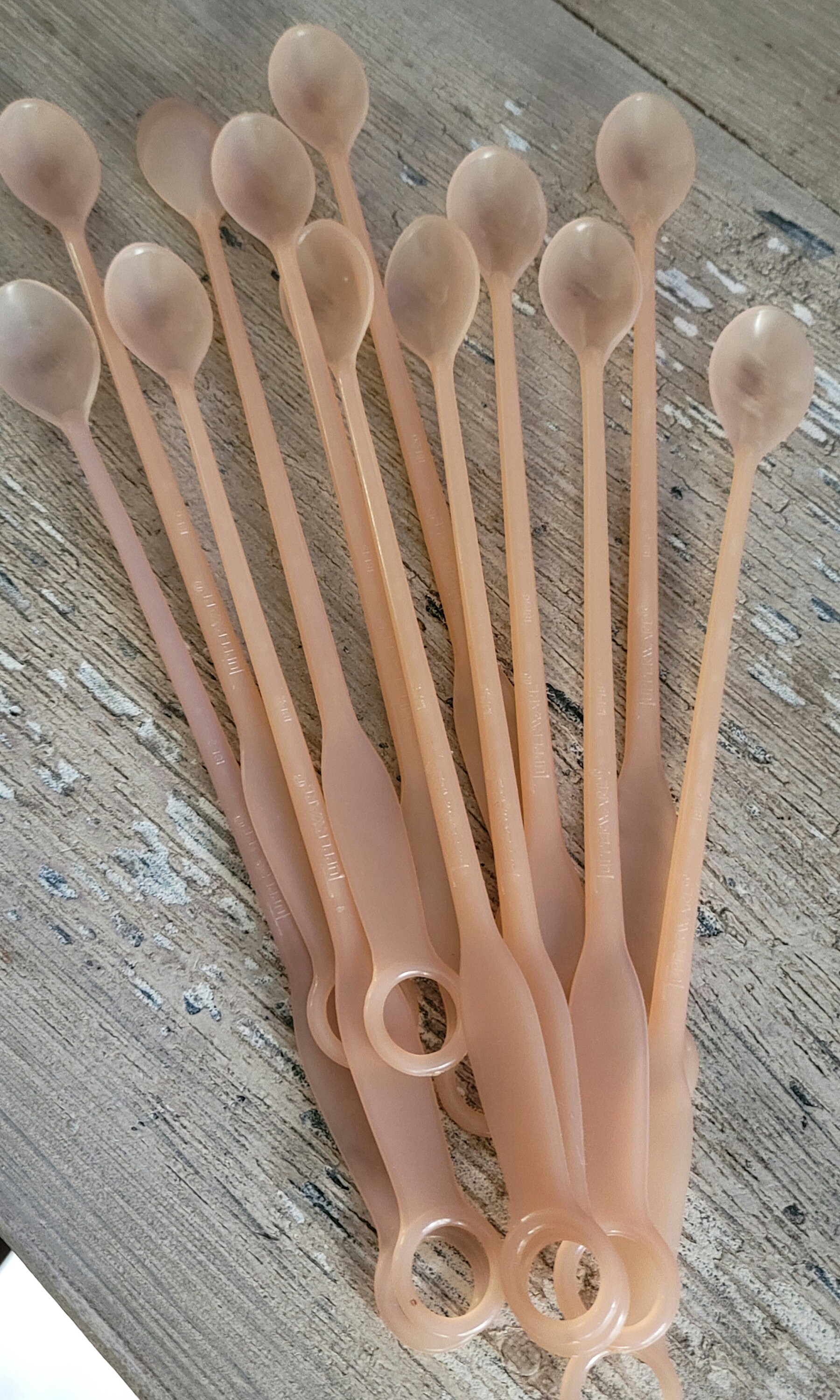 Vintage Set of 12 Peach Tupperware Long Iced Tea Spoons Vintage Barware ...