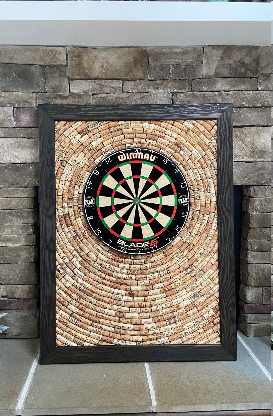 Wine Cork Dart Board Backboard With Ebony Frame | Winmau Blade 6 ...