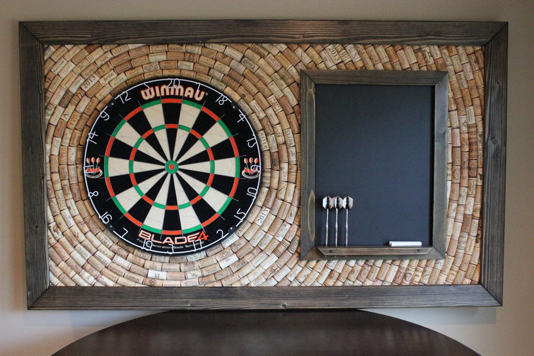 Wine Cork Dart Board Backboard | Winmau Blade 6 Dartboard Included ...