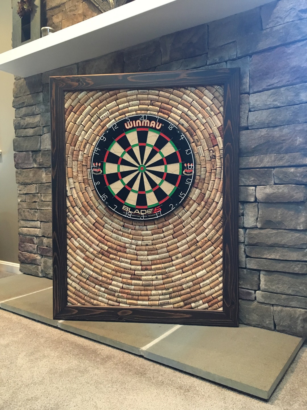 Dart Wall Protector in Espresso Finish Wine Cork Dartboard Backer is 42 ...