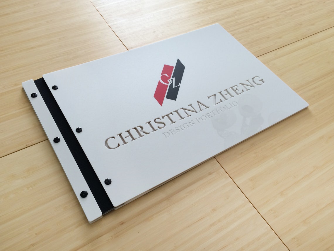 11x17 LANDSCAPE Glossy White Portfolio - Acrylic Elegant Modern Folder ...