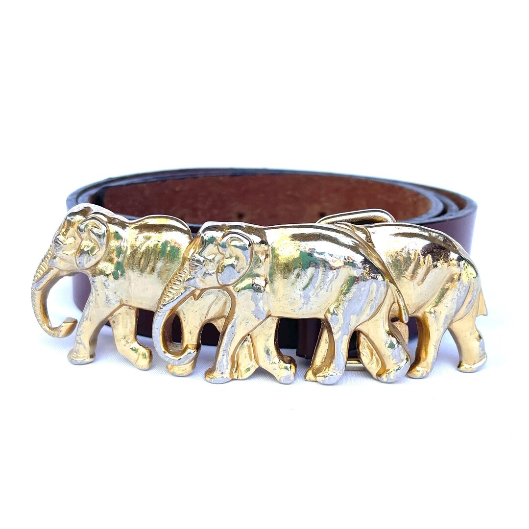 Vintage 1990s Brown and Gold Elephant Belt Size 10-12 - Etsy