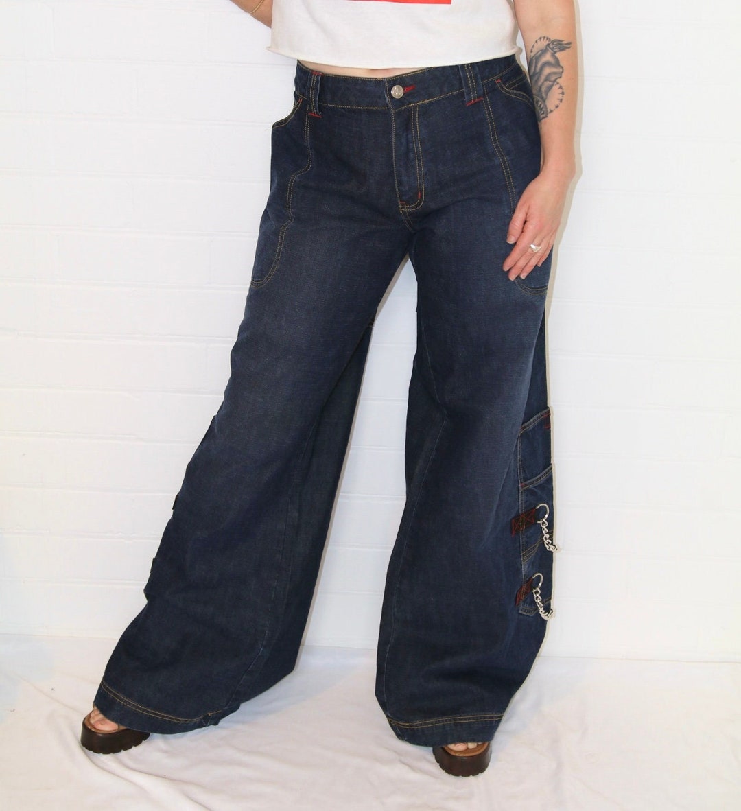 Insane Vintage 2000s Y2K stuka Darl Wash Low Rise Flared Phat Pants ...