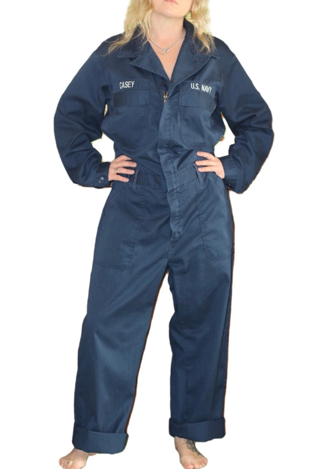 Vintage US Navy Blue Jumpsuit Boiler Suit With Name Patch Size XL ...