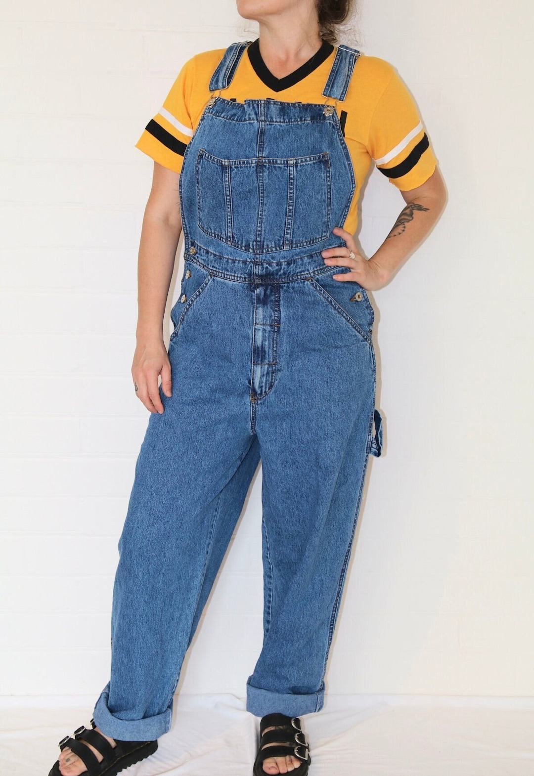 Vintage 1990s Medium Wash Long Denim Overalls Dungarees AU 12 - Etsy