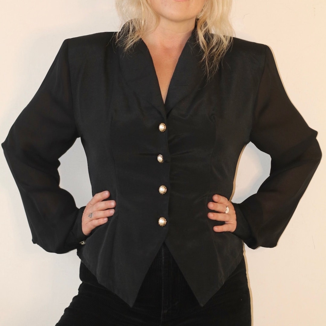 Gorgeous Vintage 1980s Gothic Black Fitted Blazer With Cutout - Etsy