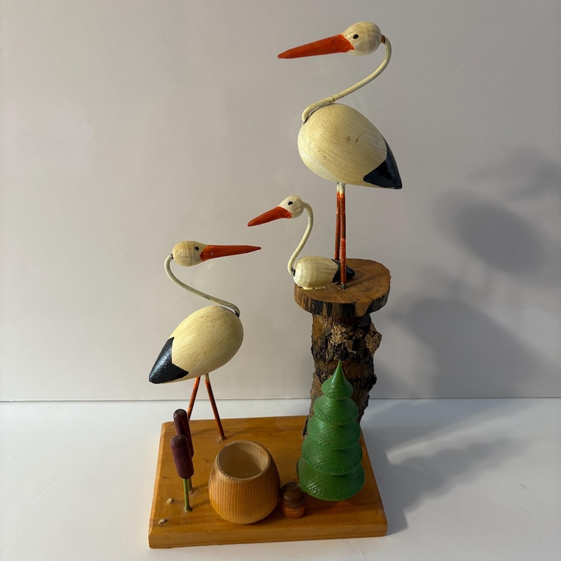 Vintage Wooden Stork Ergebirge Folk Art Style Figure - Etsy
