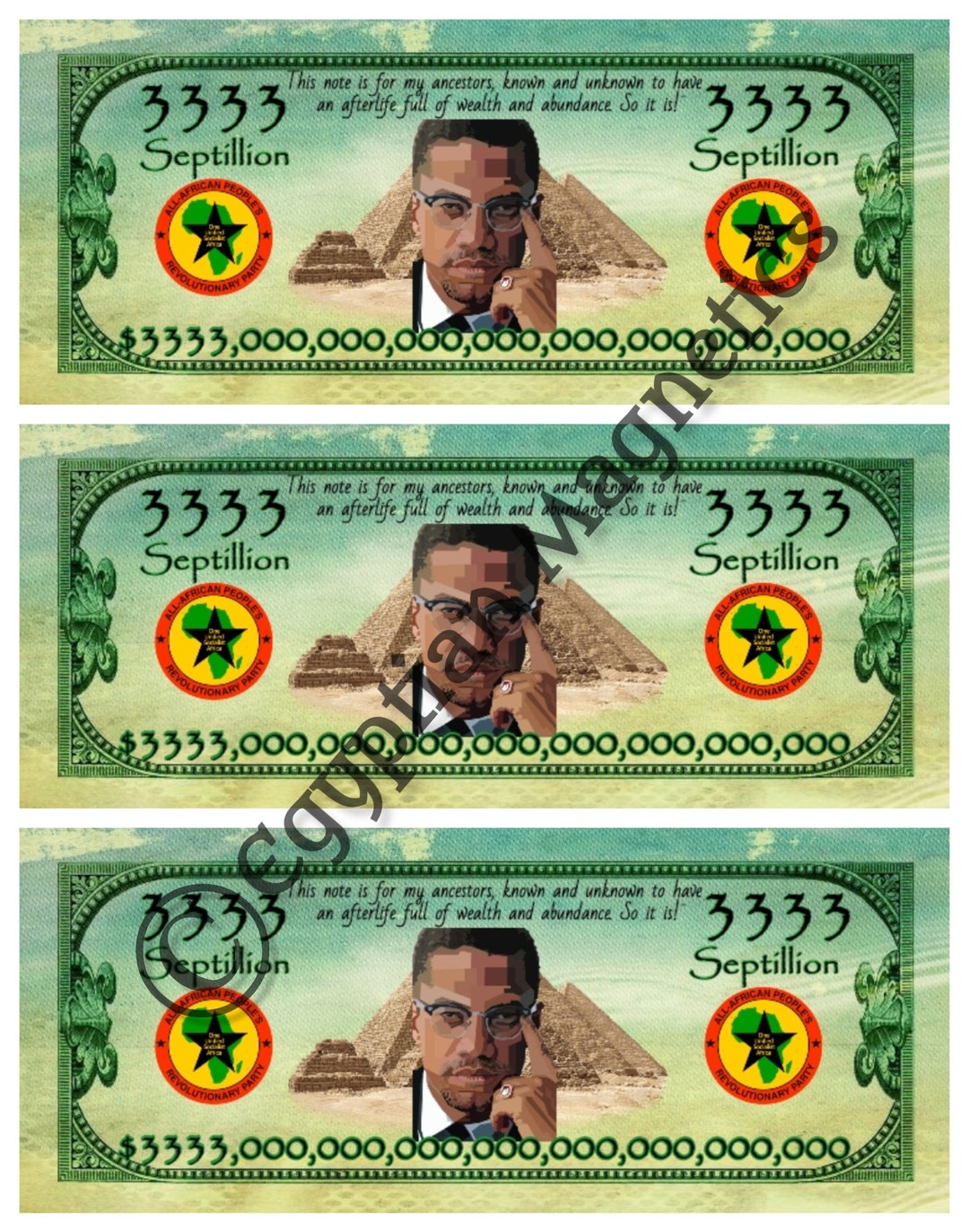 Ancestor Money Joss Paper Malcolm X 3333 Septillion Printable Download ...