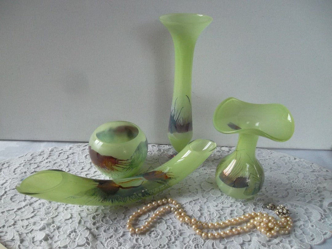 Vintage Set of 4 Vases in 70s Design Blob Decoration Flower Vase Table ...