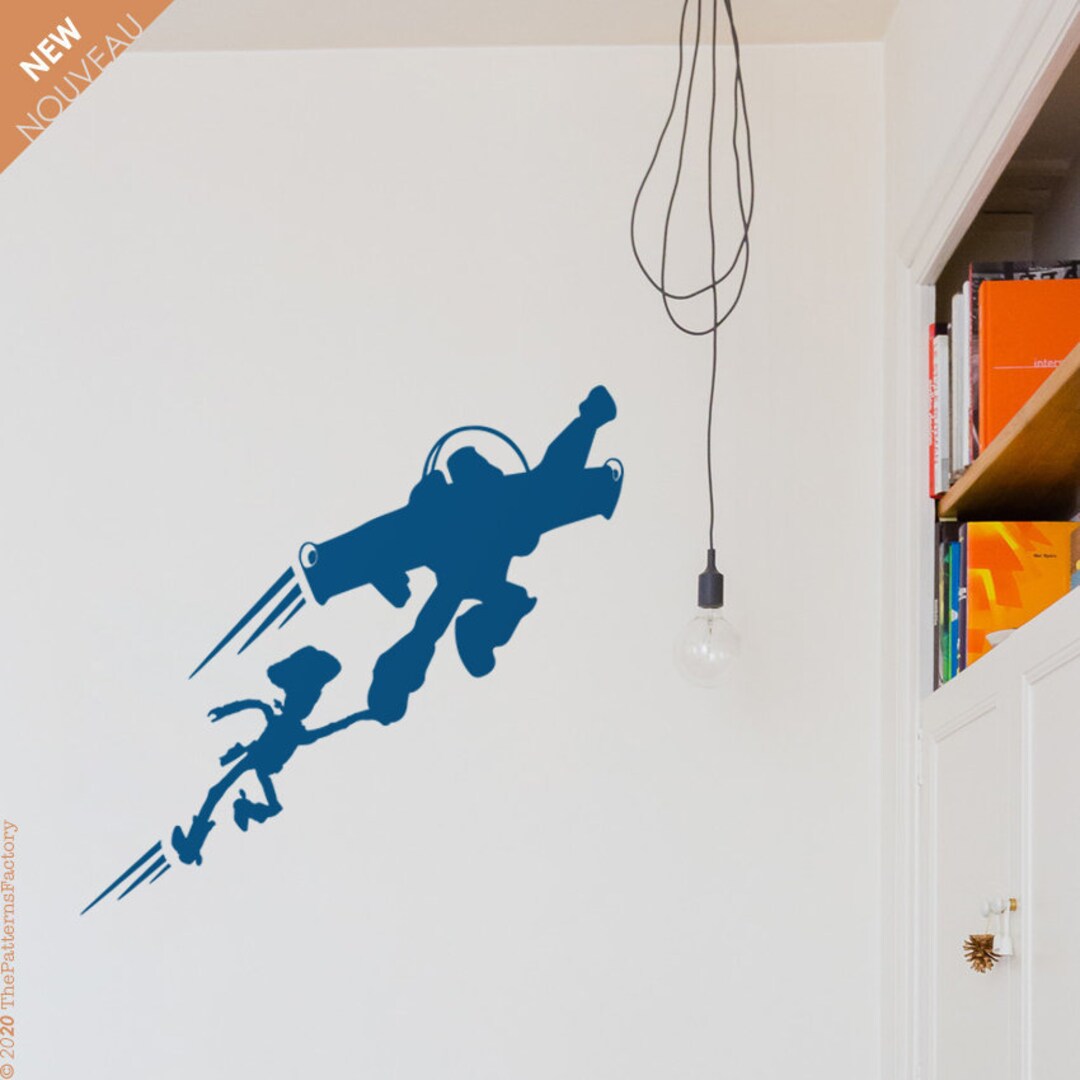 Toy Story Inspired Wall Decal Buzz and Woody Flying Sticker to Infinity ...