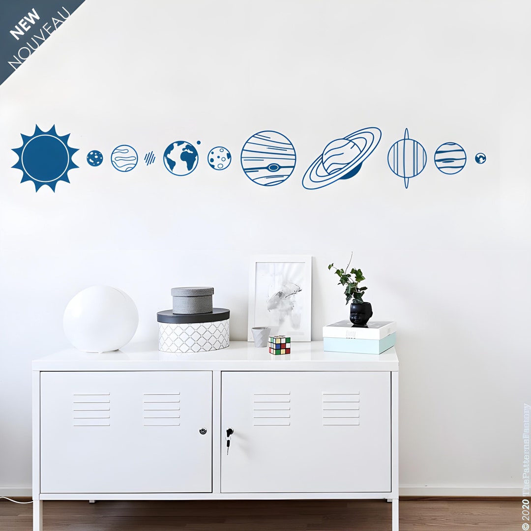 Scandinavian Solar System Wall Decal: Whimsical Planets Astronomy Decor ...